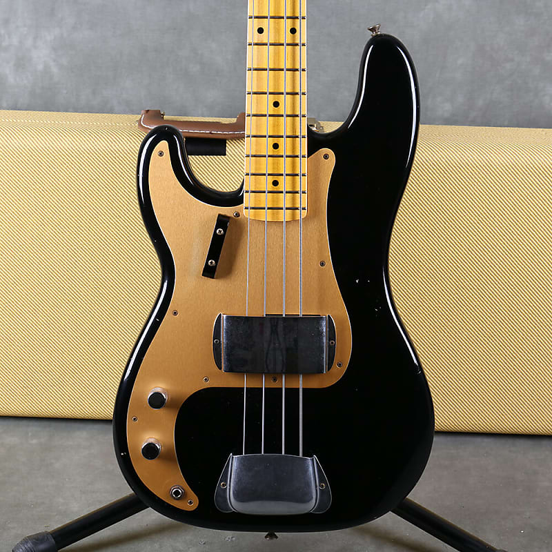 Fender Custom Shop Journeyman Relic P Bass, Lefty - Black - | Reverb
