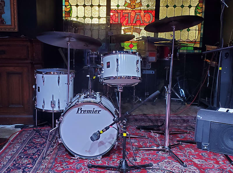 Premier Bop drum kit 1970s - White Duroplastic | Reverb