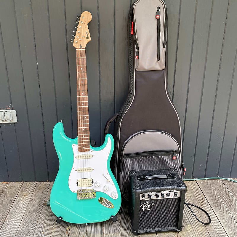 Squier Bullet Strat with Rogue G-10 amp and gig bag | Reverb