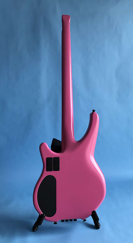 Pepto Pink Status Graphite neck through Stealth bass Headless | Reverb