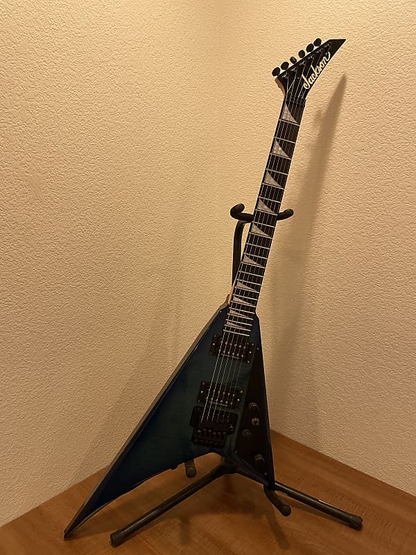 Jackson RR3 Transparent Blue Flame Maple MIJ | Reverb