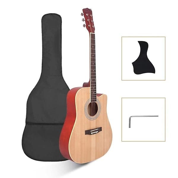 41" Cutaway Acoustic Folk Guitar Basswood w/ Bag Burlywood | Reverb
