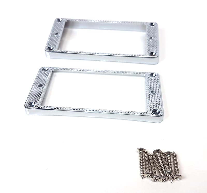 Brio Knurled Metal Humbucker Pickup Rings SET Curved Bottom | Reverb