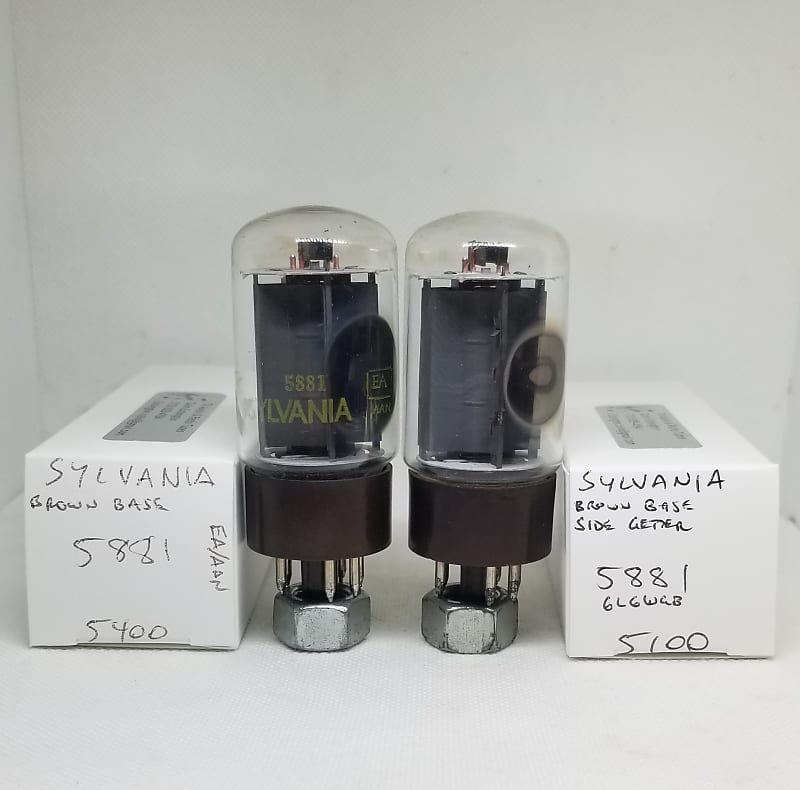 Sylvania 5881 Brown Base Well Matched (5.5%) Pair NOS 6L6 | Reverb