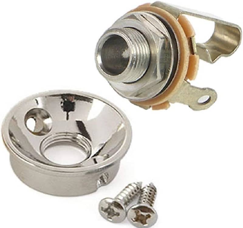 Electrosocket Jack Plate for Telecasters - Polished Nickel | Reverb