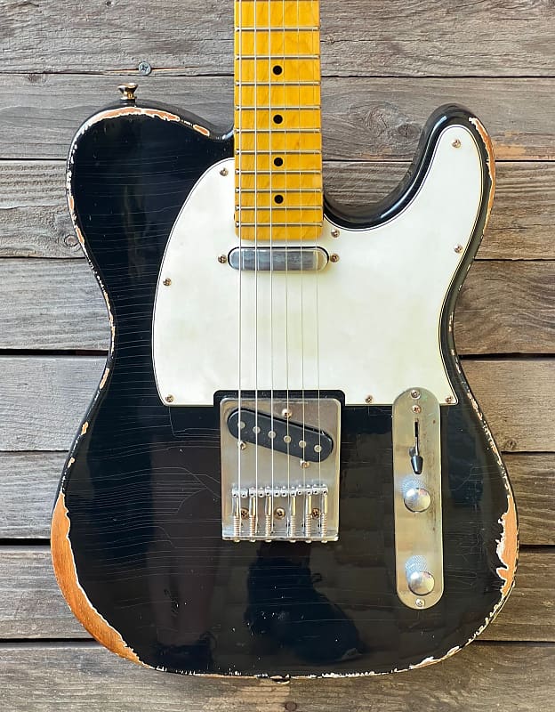 Telecaster Custom Black Nitro Relic Aged Maple Neck | Reverb