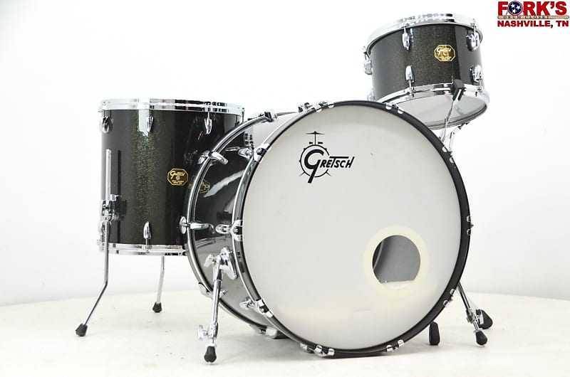 USED Gretsch USA 3pc Drum Kit - "Black Sparkle" | Reverb