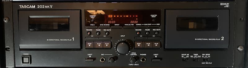 TASCAM 202 MK V Dual Cassette Recorder - Rack Mount - Black | Reverb