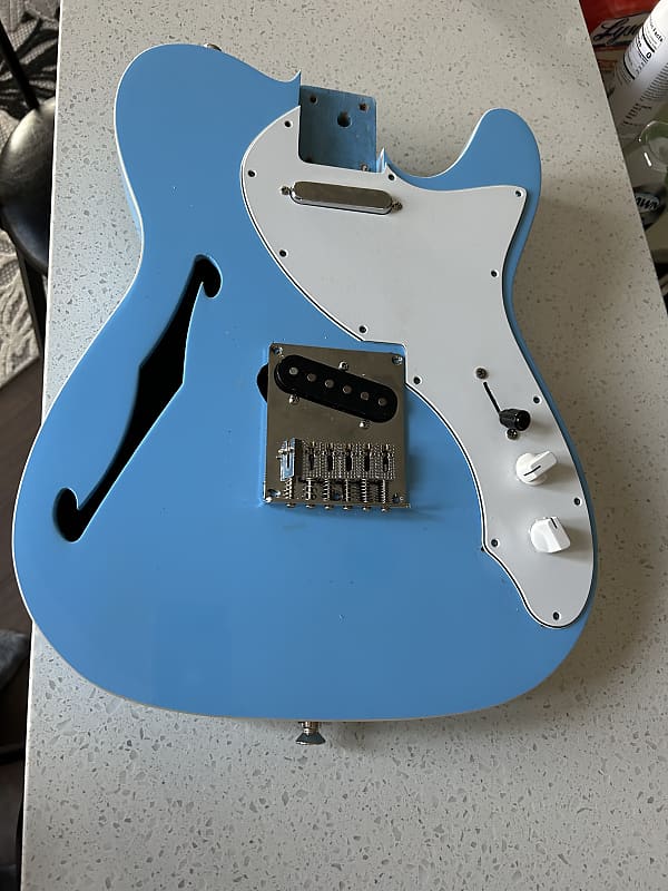 Unknown Telecaster thinline (loaded) - Blue with cream | Reverb