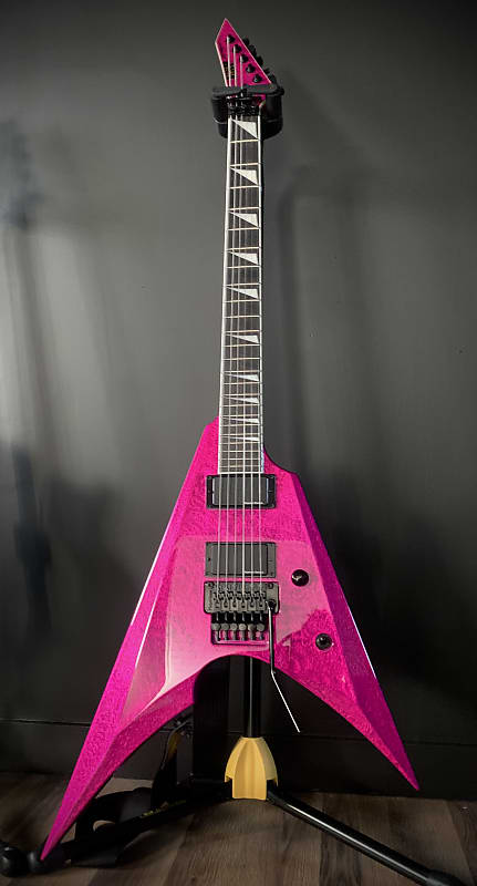 ESP Arrow Custom Shop Liquid Metal Crazy Lava Pink Flying V | Reverb