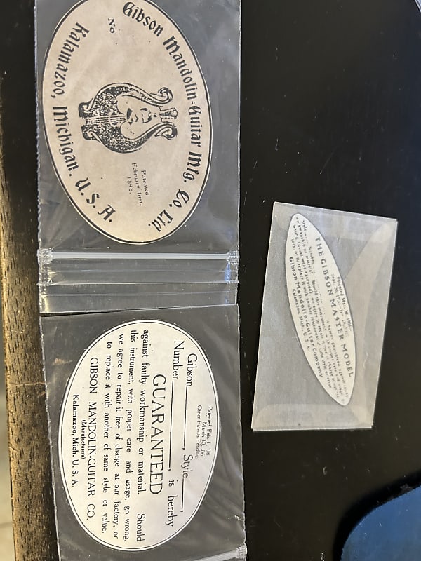 Gibson Early label repro lot (3) Mandolin-Guitar Company | Reverb