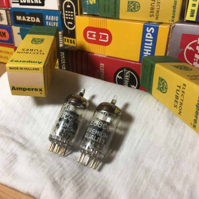 2 nos philips e188cc gold pin audio tubes, warm tone dutch | Reverb