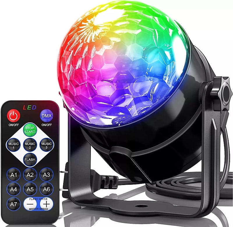 Party Disco Lights Strobe LED Rotating DJ Ball Sound | Reverb