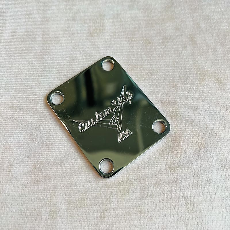 Fender Custom Shop Logo Guitar Neck Plate 1999 - Chrome | Reverb