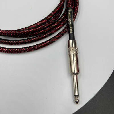 Red Metallic and Black Handmade Guitar Cable Straight or | Reverb