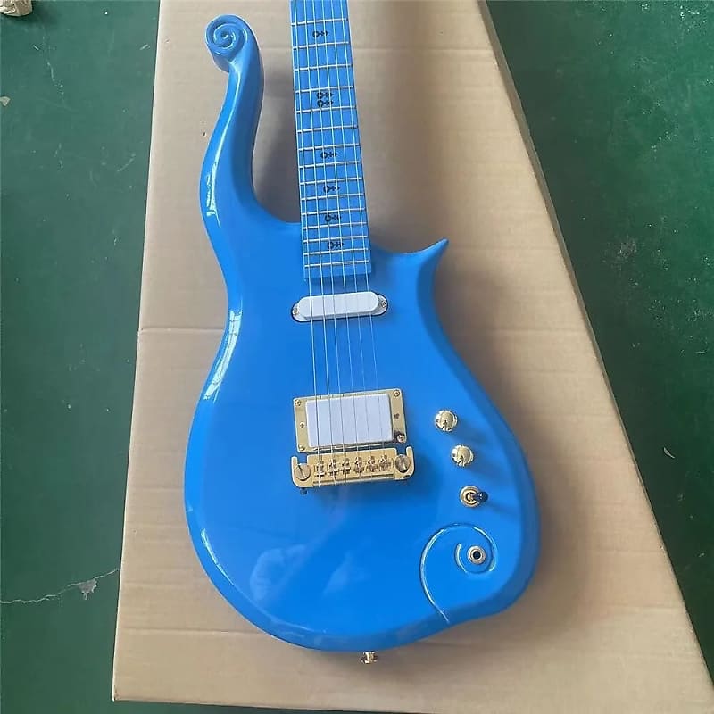 Blue Handmade Custom Prince Cloud Guitar Project Built | Reverb