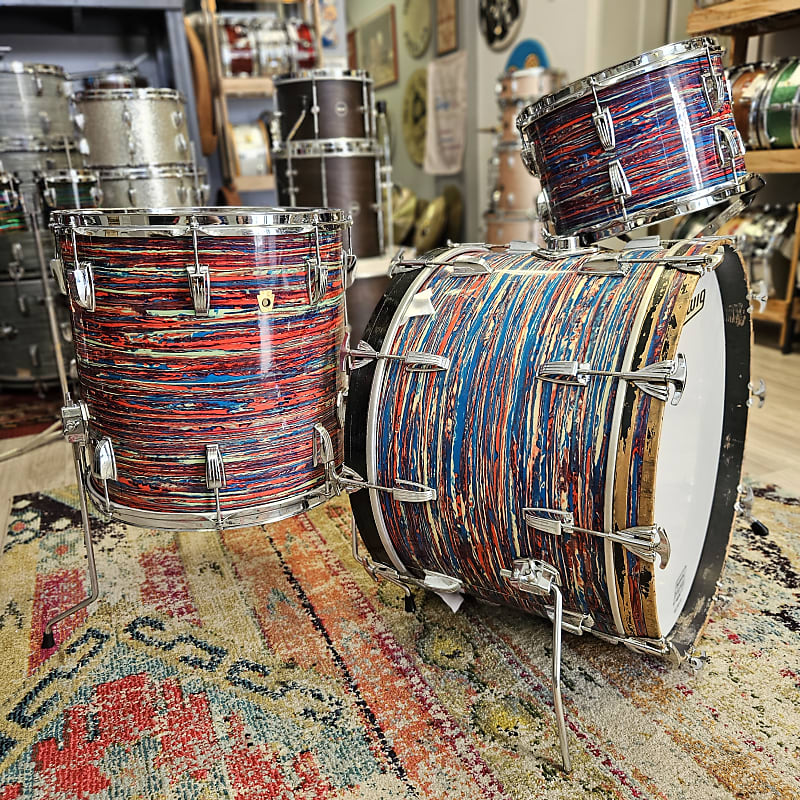 Ludwig Psychedelic Red 22-16-13" Super Classic Keystone Badge | Reverb