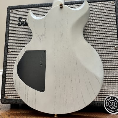 Dunable Minotaur Pearl White w/ Colorshift Gold Pickguard | Reverb