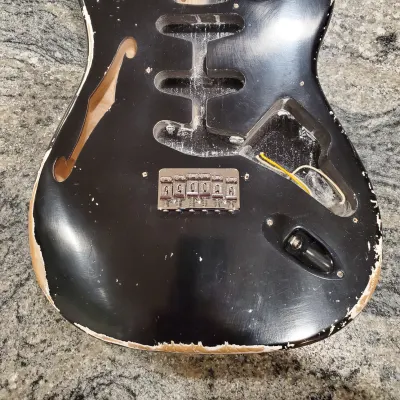 MJT/Warmoth Thinline Strat Body 2021 Black | Reverb