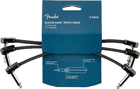 Fender Blockchain 6" Pedal Patch Cables, 3-pack, Angle/Angle | Reverb