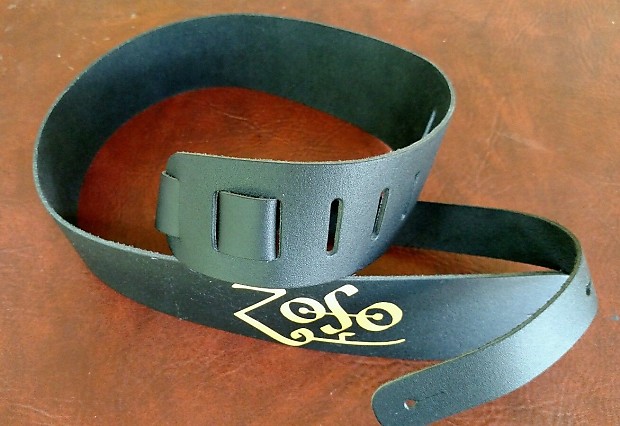 Jimmy Page ~ ZOSO ~ Black Leather Guitar Strap ~ Led Zeppelin | Reverb