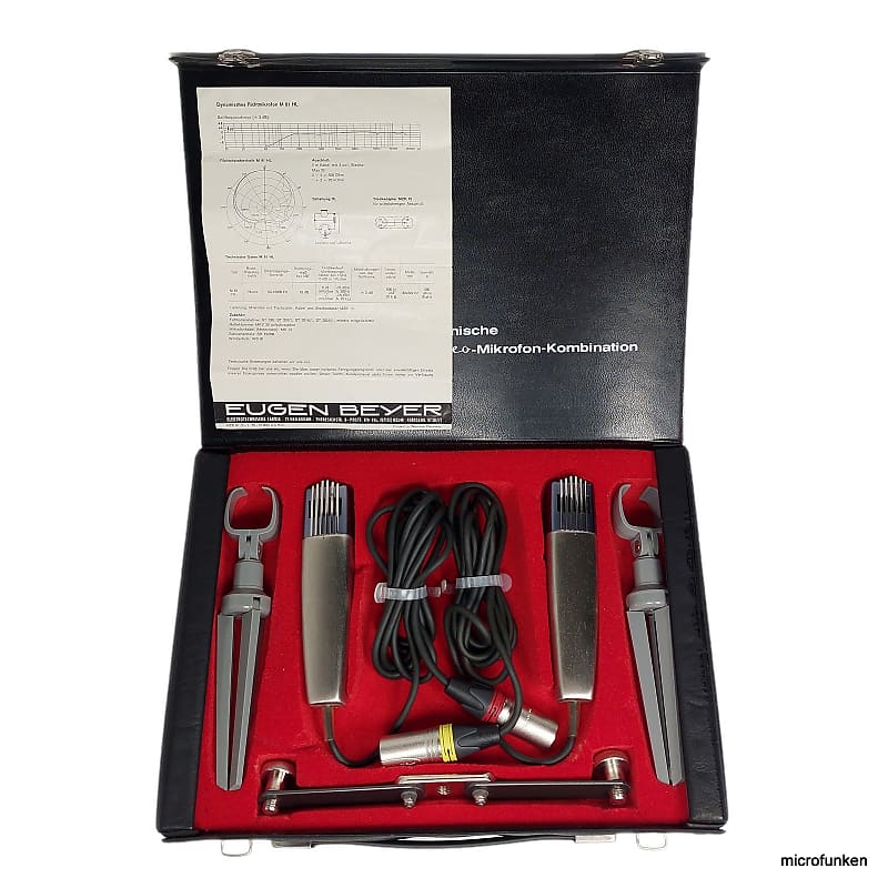 Beyer M818 60's Vintage Dynamic STeReo Set. Case. Clips. | Reverb