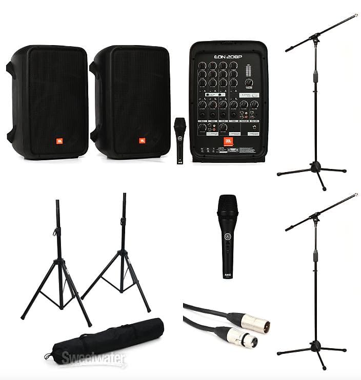 JBL EON208P 2 Performer Portable PA System Bundle | Reverb
