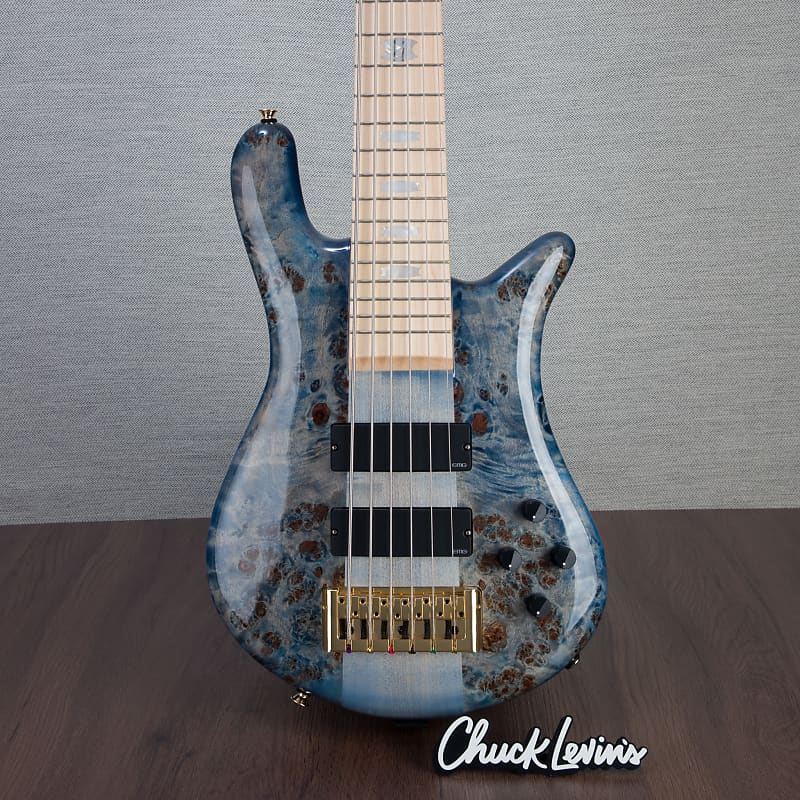 Spector Euro 6 LT Poplar Burl Bass Guitar - Faded Light Blue | Reverb