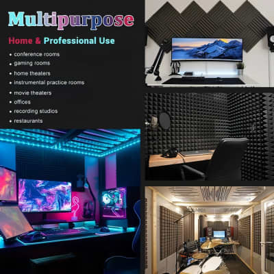 Studio Sound Absorbing Panels 12 Pcs, Pyramid Acoustic Foam | Reverb