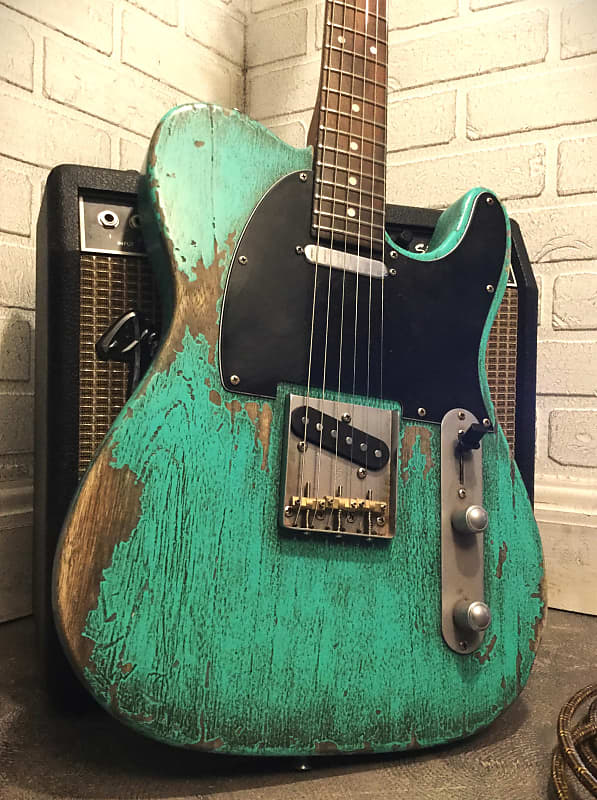 USA Relic Tele Style Electric Guitar Road Worn Green by | Reverb