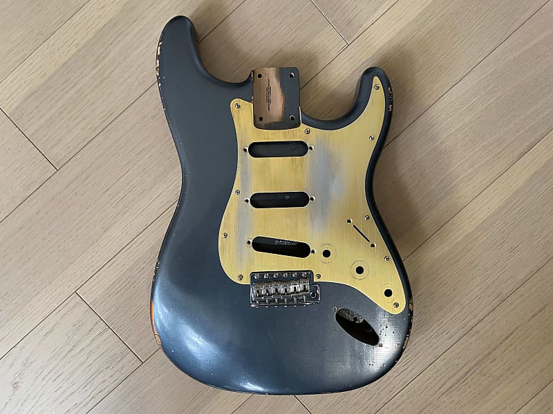 MJT VST Strat - Charcoal Frost Metallic Over Candy Tangerine | Reverb