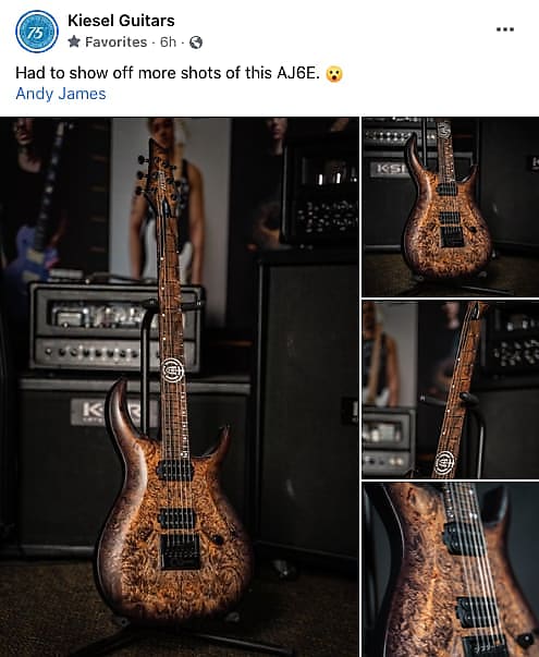 Kiesel AJ6E Andy James Crescent Signature 2021 Burled Maple | Reverb