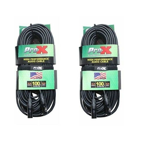2 Mic Cables ProX 100 ft High Performance XLR 20 AWG | Reverb