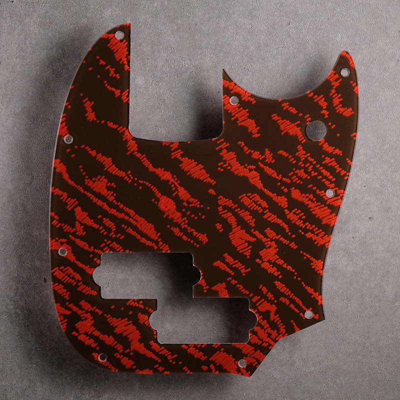 Tiger Tide - Mustang Bass PJ Pickguard - Mars Red on Brown | Reverb