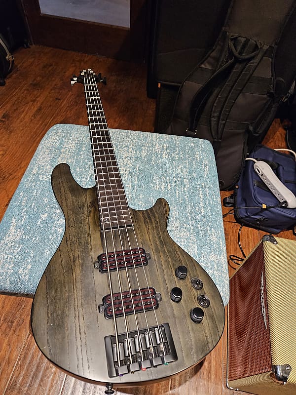 Schecter Apocalypse c5 string bass - Satin dark green | Reverb