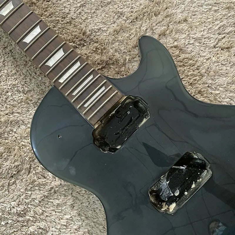 Black Les Paul LP Style Guitar Body with Maple Neck, Rosewood | Reverb