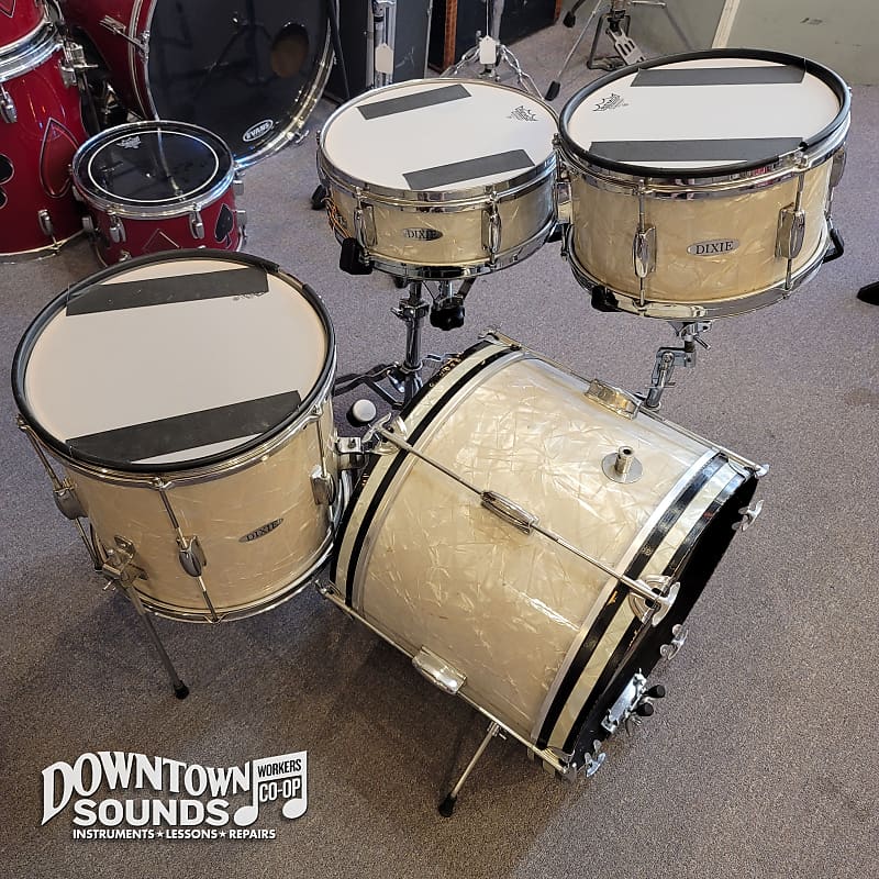 Dixie 4-Piece Drum Set w/ Practice Heads, Pedal, Snare & Tom | Reverb