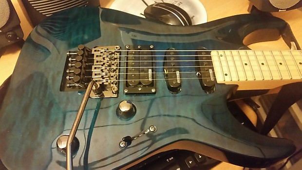ESP/LTD Mh103 QM Floyd Rose 2014 See Thru Blue | Reverb