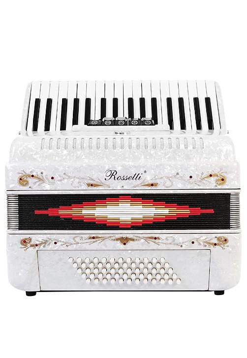 Rossetti Piano Accordion 72 Bass 34 Keys 5 Switches White | Reverb