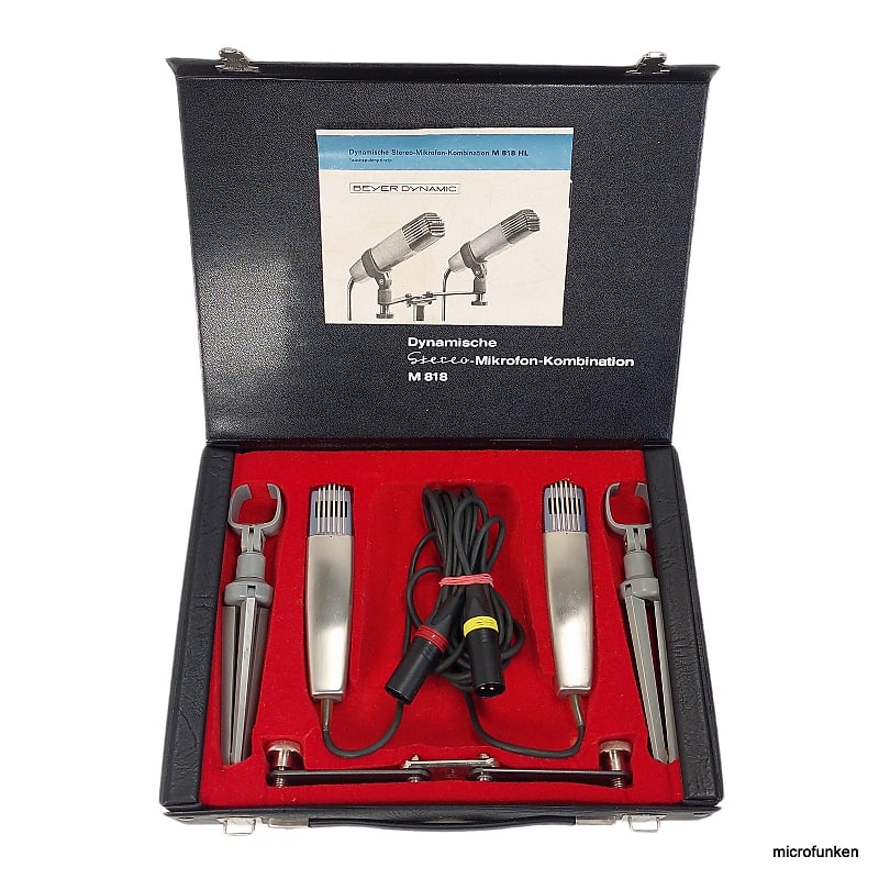 Beyer M818 60's Vintage Dynamic STeReo Set. Case. Clips. | Reverb