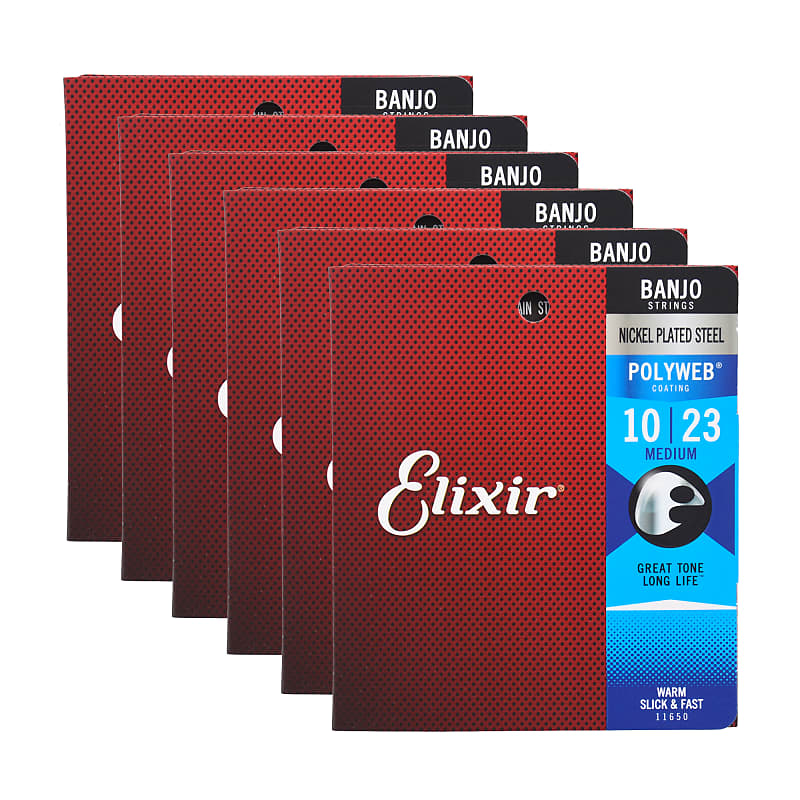 Elixir 11650 Banjo PolyWeb Medium 10-23 6 Pack Bundle | Reverb
