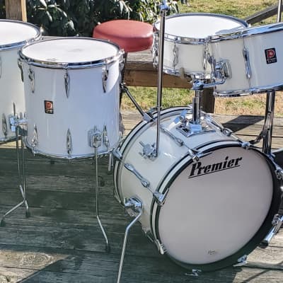 Premier Bop drum kit 1970s - White Duroplastic | Reverb