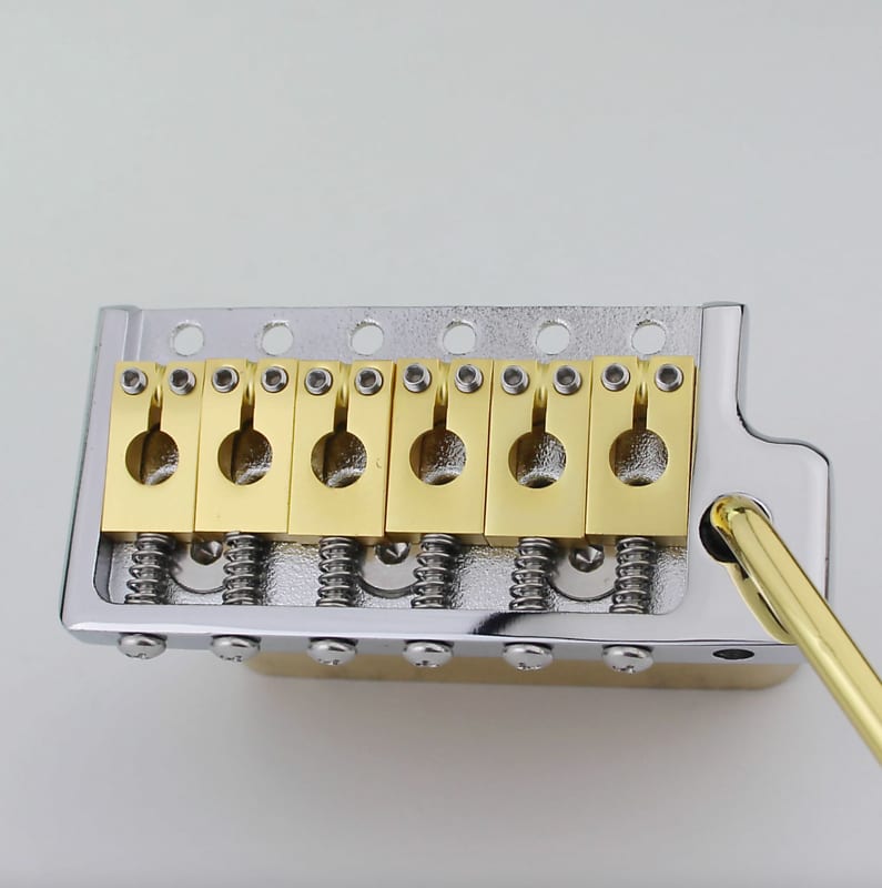 Chrome Guitar Bridge Tremolo with Brass Saddles and Block | Reverb