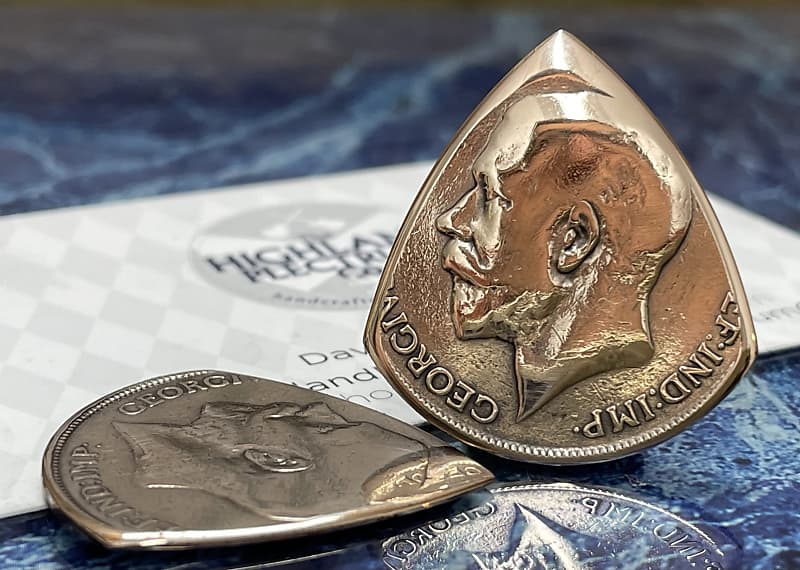 The Highland Plectrum Co. One 1913 George V Penny Coin Pick / | Reverb
