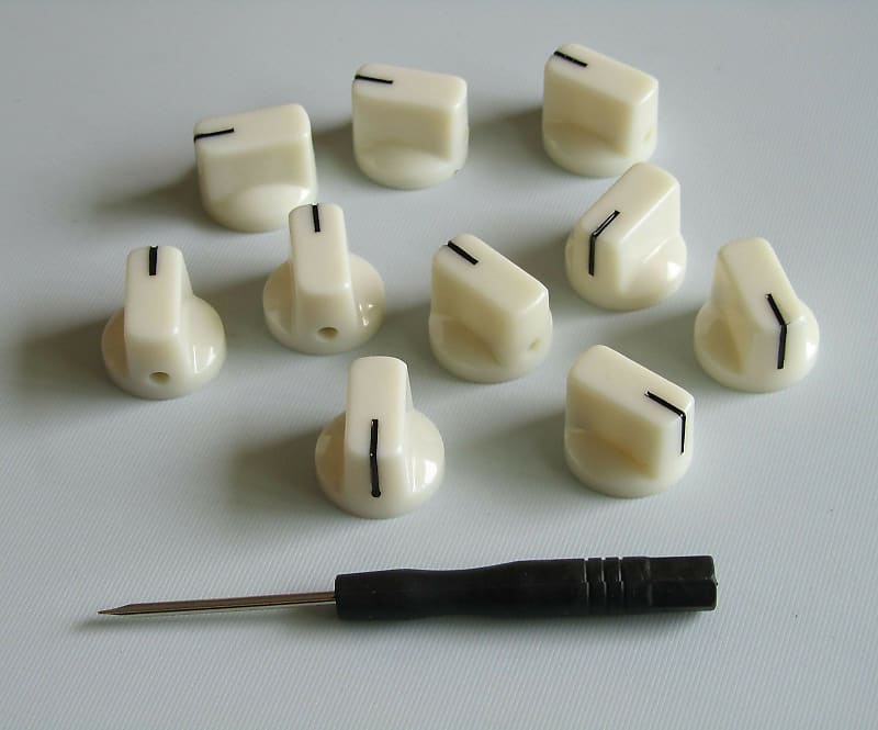 Amplifier Control Knobs Pointers Aged White Pack of 10 | Reverb UK
