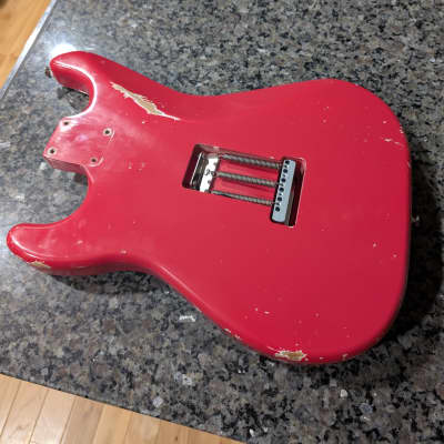MJT Loaded Strat Body - Fiesta Red | Reverb