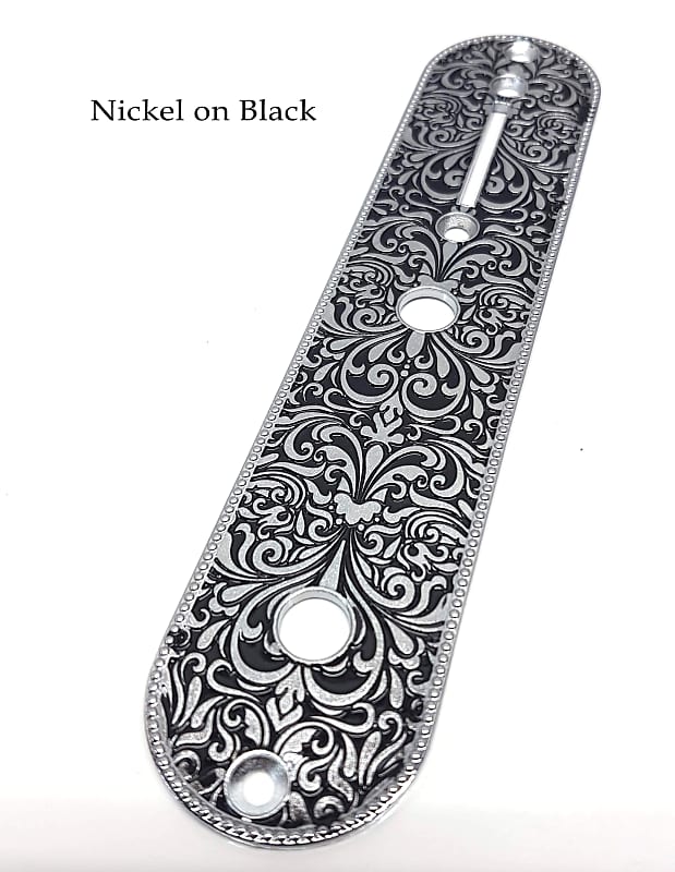 Brio Engraved Pattern Metal Tele Control Plates Nickel Silver | Reverb