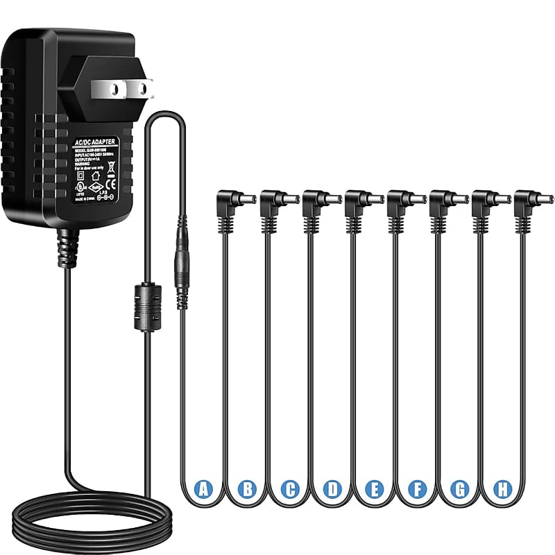Pedal Adapter 9V DC 1A 1000ma Tip Negative 8 Way Daisy Chain | Reverb