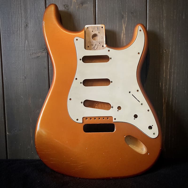 Fender Stratocaster body MIM relic Candy Tangerine, aged | Reverb