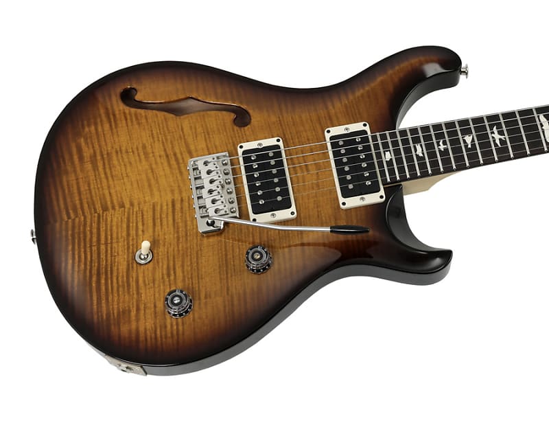 PRS CE 24 Semi Hollow Black Amber Flame Top 2023 New on Sale | Reverb